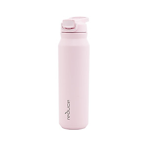 REDUCE 32 oz Hydrate Pro Stainless Steel Insulated Water Bottle - Flip Top Leak-Proof Lid, Dishwasher Safe, BPA-Free, Dual Wall Vacuum, Keeps Drinks Cold for 48 Hrs, Cup Holder Friendly - Pink Quartz