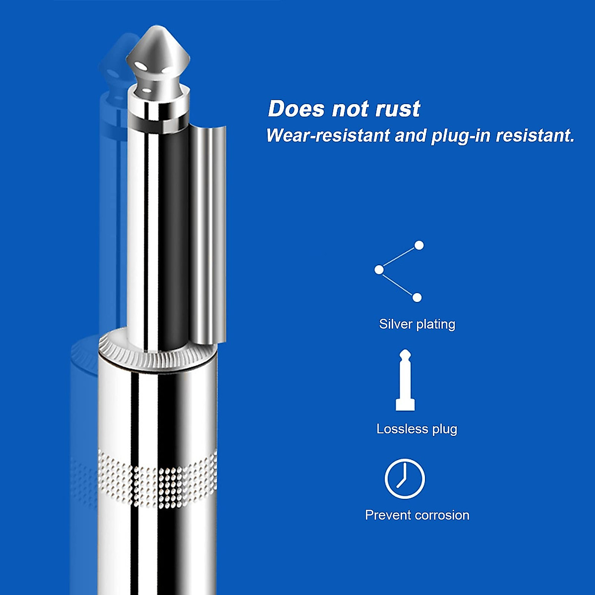 Hilitand Guitar Cable - 6.35MM Male Head Audio Guitar Cable 10ft Electric Guitar Amplifier Cord - Right Angle to Right Angle 1/4 Inch Instrument Cable Guitar Amp Cable(Black-White)