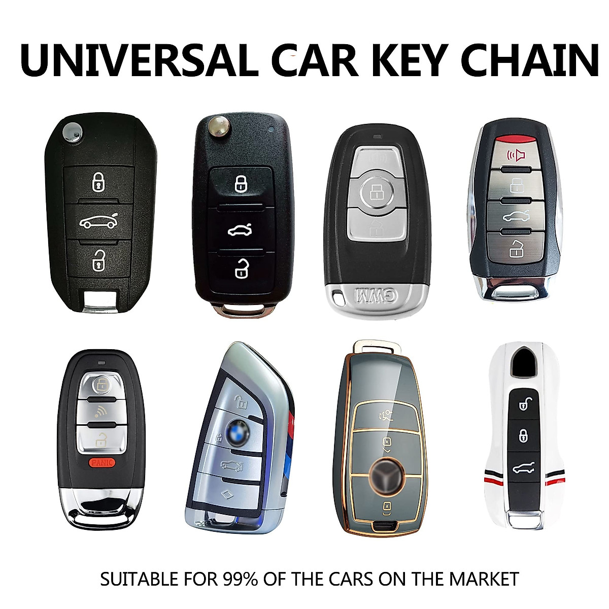 wedfish Minimalist Car Key Chain Clip for Men and Women,Heavy Duty Anti-Lost D-Ring&Woven Strap Stylish Design Fits All Car Keys