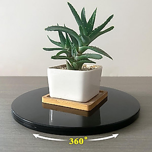 HSTECH 9” Lazy Susan Turntable Black Acrylic Ball Bearing Rotating Tray for Spice Rack Table Cake Kitchen Pantry Decorating TV Laptop Computer Monitor, 50-lb Load Capacity (360˚ Rotation)