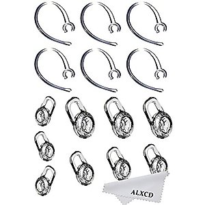 ALXCD Earbud Gel & Ear Hook for Plantronics, 9 Pcs (Small/Medium/Large) Clear Replacement Eargel & 6 Pcs Clear Ear Hook, Fit for Plantronics M155 M165 M1100 M100 M55 M28 M25 Voyager Edge (6+9)