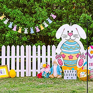 Easter Garden Flag Outdoor Decorations for Outside Double-Sided Printed, Cute Rabbit Egg Yard Flags House Yard Spring Seasonal Decoration 13.6 x 19.7 Inch