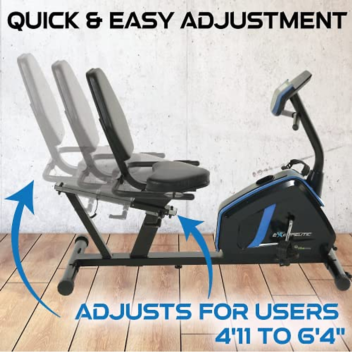 Exerpeutic Recumbent Exercise Bike Bluetooth with 24 Pre-Set Programs | Easy Step Thru| 16 Levels of Resistance
