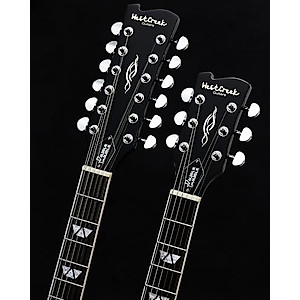 WestCreek DOUBLE TROUBLE Electric Guitar Double Neck 12 String & 6 String Guitar, Rosewood Fretboard and Mahogany Body (White)