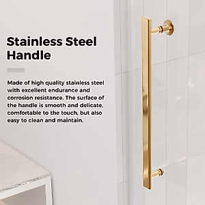 DELAVIN 56-60.in W x 72.in H Frameless Shower Door, Water Repellent Gold Shower Door with 5/16" (8mm) Clear Tempered Glass, Easy Sliding Showe Door with Explosion-Proof Film, Stainless Steel