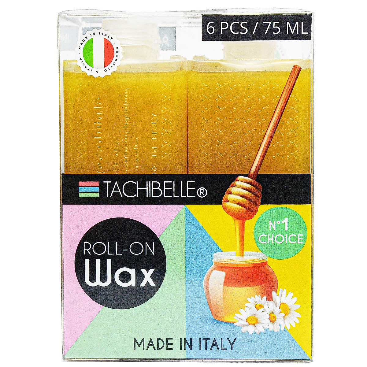 Tachibelle Depilatory Rollon Wax Sweet Honey 75 ml Original Large Refill Wax Professional Hair Removal Made in Italy 6 PACK (75 mL, 6)