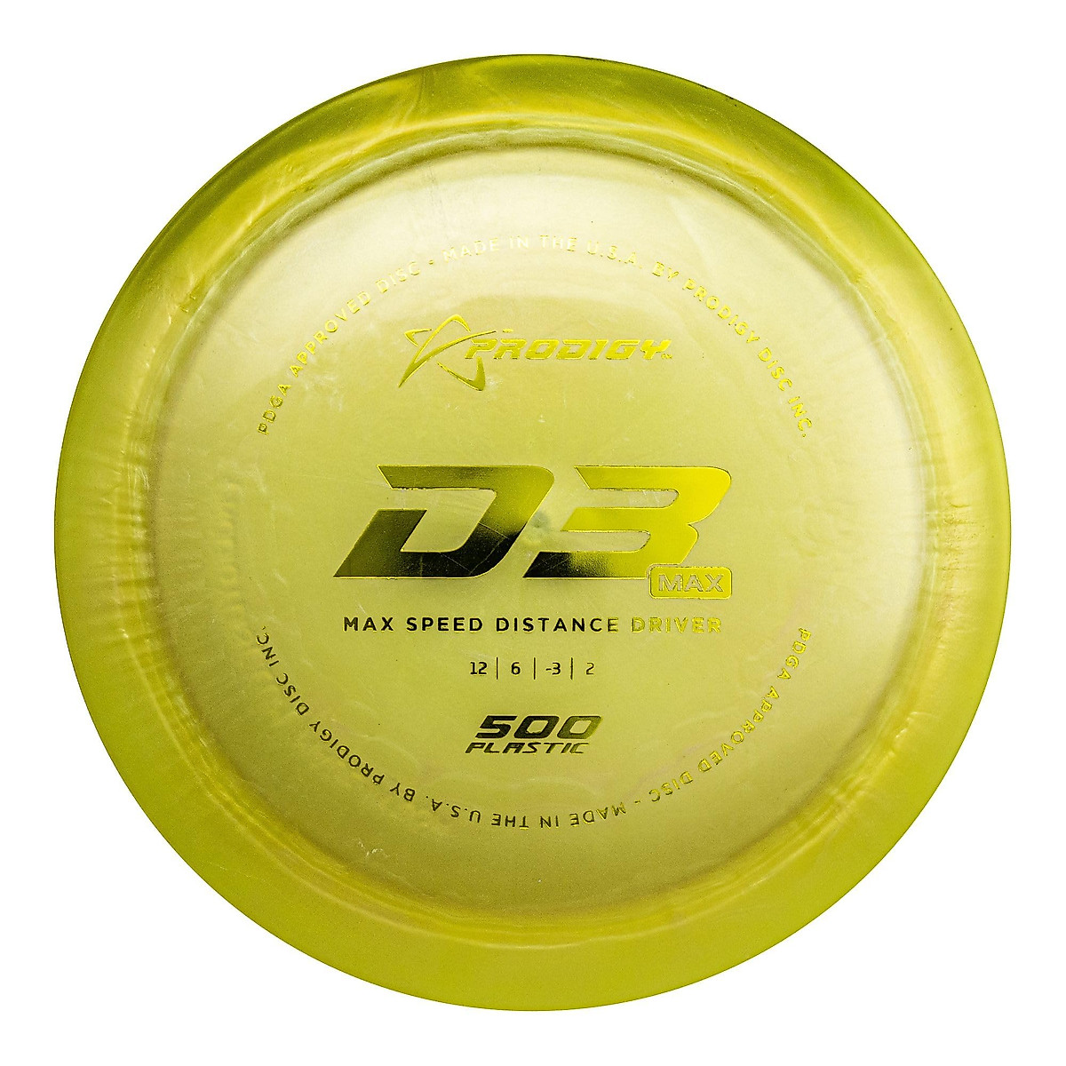 Prodigy Disc 500 D3 Max Driver | Understable Disc Golf Distance Driver | Faster & More Glide Than D3 | Slim, Shallow Profile for Fast Flight | Extremely Durable | Fast Flight with Lots of Glide |