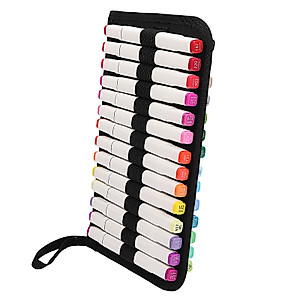 BOMKEE 28 Slots Pencil Sleeve, Binder Pencil Case Inner Page Carrying Pen Pad Fit for Cosmetic Brush, Crayon, Color Pencil, Gel Pen