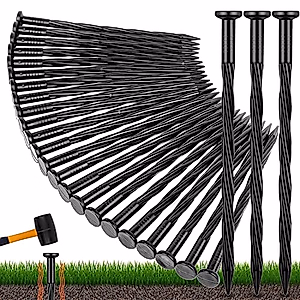 WOWCASE 8" Inch Plastic Edging Nails, 25 Pcs Spiral Polymer Materials Landscape Edging Anchoring Spikes, Anchoring Stake Nails for Paver Edging, Weed Barrier, Artificial Turf Etc. (8 Inch - 25 Pcs)