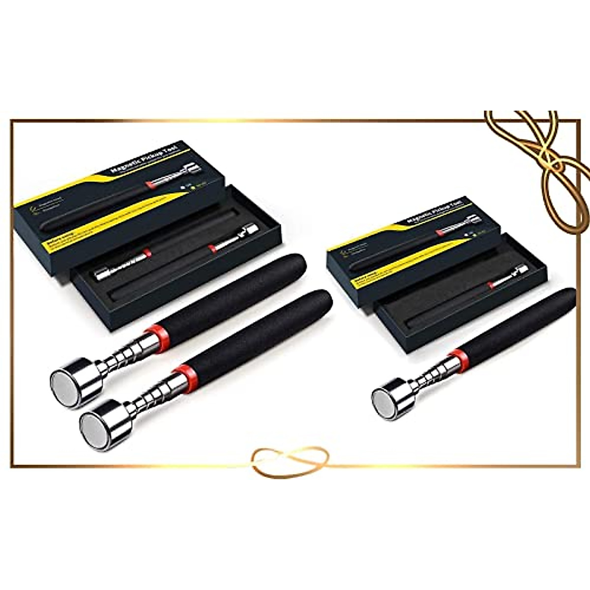 Tool Gifts for Men-Christmas Gifts Ideas for Men Dad Father Husband Adult Him Handymen Woodworker,Magnet Tool 2 Pack and Stocking Stuffers Tool -Magnetic Tool Pickup,Telescoping Magnet 1 Pack