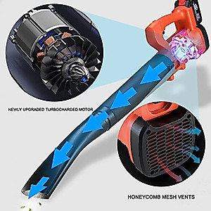 HOJILA Cordless Leaf Blower, 21V Electric Leaf Blower with 3.0Ah Battery & Charger, 6-Speeds Battery Powered Blower for Lawn Care,Patio,Garden,Yard,Jobsite