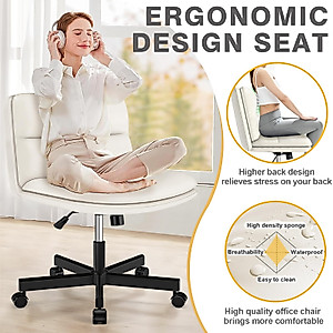 TVON Armless Office Desks Chair with Wheels and Thickened Cushion, Ergonomic Home Office Computer Chair, Comfortable Swivel Chair with Height Adjustment and Rocking Function