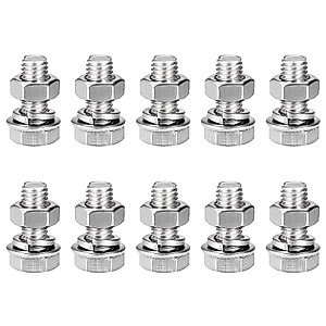 uxcell M8 x 20mm Hex Head Screws Bolts, Nuts, Flat & Lock Washers Kits, 304 Stainless Steel Fully Thread Hexagon Bolts 10 Sets
