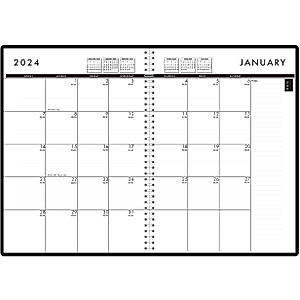 House of Doolittle 2024 Daily And Monthly 24-7 Planner Calendar, Black Cover, 7 x 10 Inches, January - December (HOD289632-24)