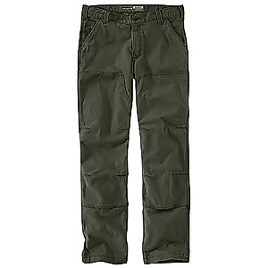 Carhartt Men's Rugged Flex Relaxed Fit Canvas Double-Front Utility Work Pant, Moss, 32 x 30
