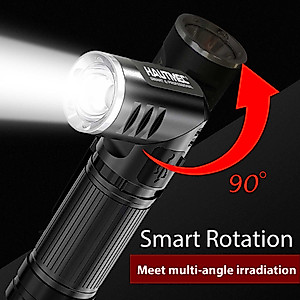 HAUTMEC Swivel 500 Lumens Rechargeable LED Flashlight,Bright Mini Tactical Pocket Torch with Magnetic Base, Waterproof Led Flashlight 3 Modes for Camping, Outdoor, Hiking HT0092-WL