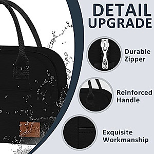 Aosbos Lunch Bag Women Loncheras para Mujer Insulated Cooler Bag Thermal Lunch Tote Lunch Boxes Reusable Meal Prep Containers Bag for Work Picnic, Black