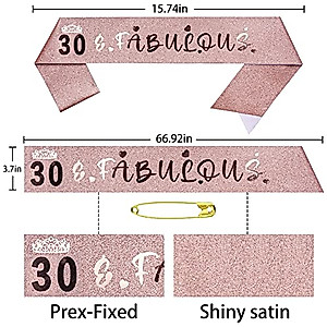 30th Birthday,30th Birthday Tiara and Sash,30 and Fabulous Sash,30th Bday Crown for Women,Gift for 30 Year Old Woman,30th Birthday Party Supplies,30th Birthday Decorations for Women,30th Bday Favor