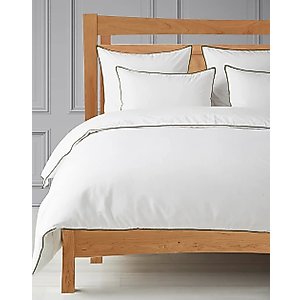 BEDLAM King/California King Size Duvet Cover Set - 3pcs 100% Cotton Duvet Cover, Includes a White Sateen Duvet Cover with an Olive (Green) Border & 2 Cotton Pillowcases - 500TC Luxury Duvet Cover Set