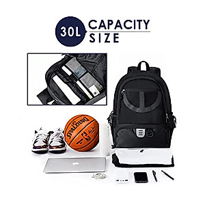 TRAILKICKER Mesh Black Basketball Soccer Bag Backpack Sports Volleyball Football Bag with Ball and Shoe Compartment for Boys Girls Man Women Ball Equipment Bag Basketball Stuff