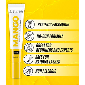 Cream Remover for Eyelash Extension Glue - Mango - Stacy Lash (0.52oz / 15g) / GBL Free/Fast Lash Adhesive Dissolution time - 60 sec/Mild Formula/Not Liquid/Professional Supplies