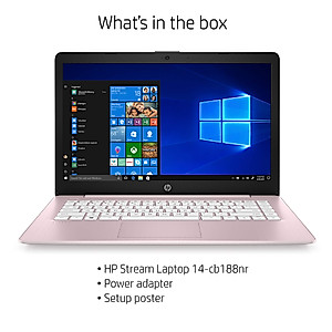 HP Stream 14in Display Intel Celeron N4000 4GB RAM 64GB eMMC Win 10 Rose Pink (Renewed)