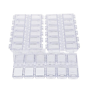 Luzhengyang 12 Slots Gemstone Storage Box Plastic Case - Jewelry Organizer with Clear Compartments for Beads, Nail Tips, and More - Plastic Container for Home and Office - Clear