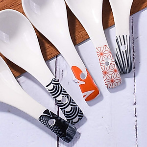 Ceramic Soup Spoon Set of 5 Serving for Soup, Porridge, Cereal, Snacks, Ice Cream