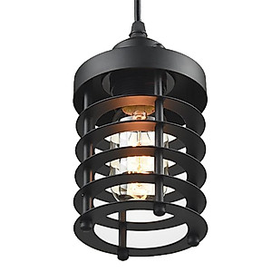WINSOON 3 Pack Pendant Light Fixture Industrial Rustic Metal Cage Hanging Kitchen Island Lighting Shade for Farmhouse Dining Room Black Ceiling Lamp