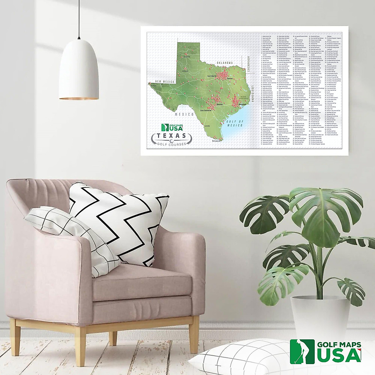 Golf Maps USA Texas State Golf Scratch Map with 263 Courses - Scratch-Off Golf Print with Eye-Catching Red Flags - Golfing Wall Decor - Unique Poster Gift for Golfers (Updated June 2023)