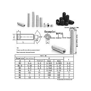 LBY 720pcs M2 M2.5 M3 M4 M5 M6 Internal Hex Drive Cup-Point Set Screws,Socket Head Cap Screws Grub Screws Assortment Kit 12 Sizes,Carbon Steel Black