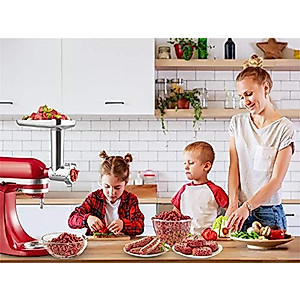 GVODE Meat Grinder Attachment for Kitchenaid Stand Mixer, Including 3 Sausage Stuffer Accessory, Metal Food Grinder, gvode meat grinder kitchenaid
