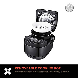 Crux 20 Cup Induction Rice Cooker, Multi-Cooker, Food Steamer, Slow Cooker, Stewpot, Easy One-Pot Healthy Meals, Dishwasher Safe Non-Stick Bowl, Black, one size