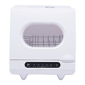 1200W Portable Countertop Dishwasher Compact Dish Washing with 5 Washing Programs 360° Spray Arms Mini Display Dishwasher for Small Apartment Office and Home Kitchen