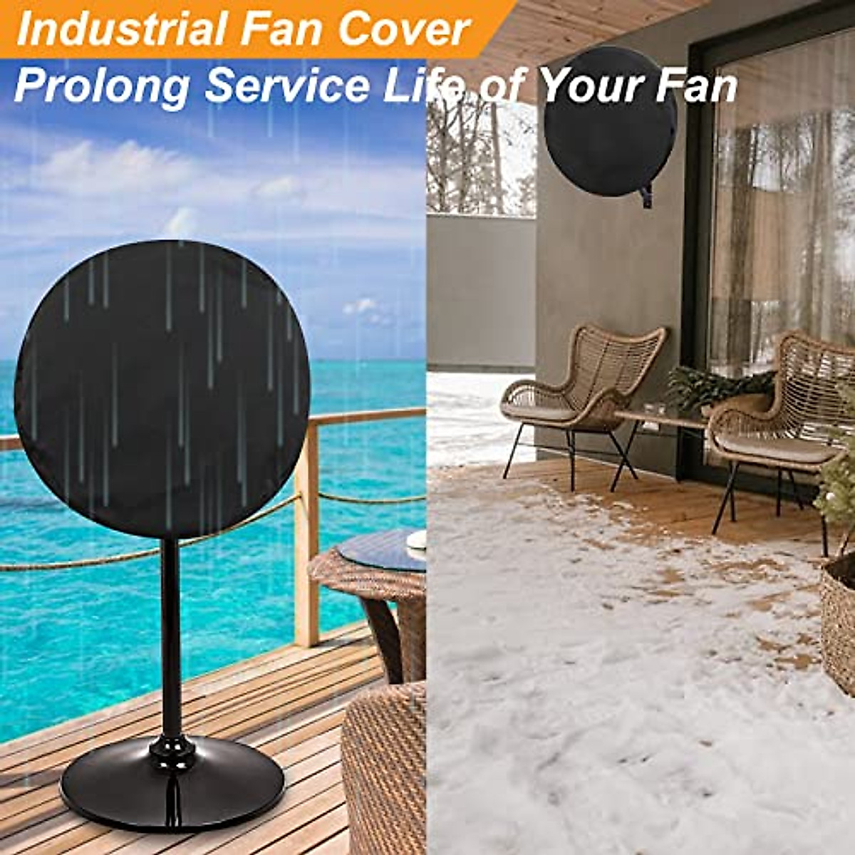 Industrial Fan Cover, Heavy Duty Waterproof Fan Covers for 24" Stand Pedestal Fan, Wall-Mounted Fan and Outdoor/Patios Use Fans, 1 pack