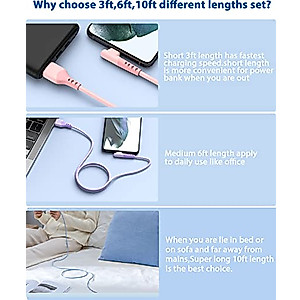 90 Degree USB C Cable Fast Charging 3 Pack (3FT 6FT 10FT) Short & Long Right Angled USB Type C Charger Cable for Samsung Galaxy S22 S21 S20 Ultra S20+ Note 20,10 S10,9 Plus A12,11,52 Google Pixel