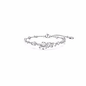 Swarovski Gema Soft Bracelet, Clear Crystals with Mixed Cuts, on Rhodium-Tone Finished Band, Part of the Swarovski Gema Collection