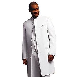 LILIS Men's Tailcoat Wedding 3-Piece Suit White Dinner Tux Jacket Vest Pants, 46