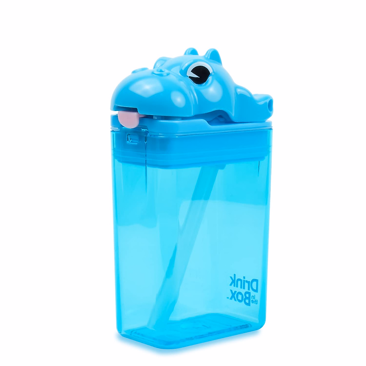 Precidio New Drink in the Box FunTops Eco-Friendly Reusable Drink Container Design, 8oz (Hippo)