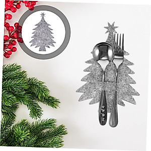 BESTOYARD 8pcs Christmas Tree Cutlery Bag Christmas Silverware Fork Cover Christmas Silverware Bags Christmas Tree Cutlery Holders Grey Decor Felt Cloth Tableware Tool Holder