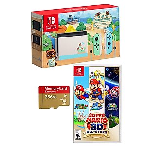 Switch Bundle Newest Nintendo Switch Game Bundle: Animal Crossing-New Horizons Edition, Super Mario 3D All-Stars ;Woov Micro SD 256 GB