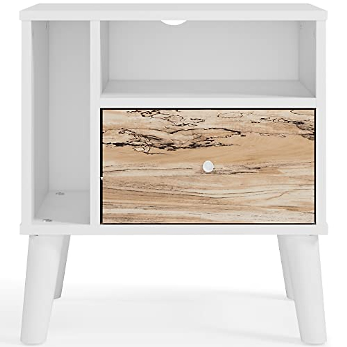 Signature Design by Ashley Piperton 1 Drawer Night Stand Nightstand, 21.88" Tall, White & Light Brown