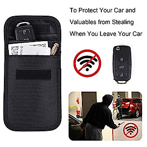 Wisdompro Faraday Bag for Key Fob, WP4694 RFID Key Fob Protector RF Car Signal Blocking Faraday Cage Protector, Anti-Theft Pouch, Anti-Hacking Case Blocker - Black