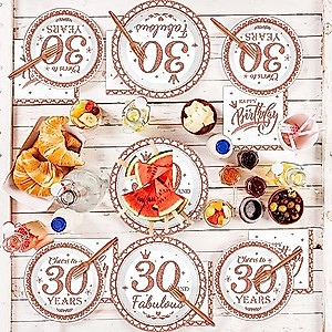 30th Birthday Plates and Napkins Rose Gold Party Supplies 30 and Fabulous Happy Birthday Tableware Set Cheers to 30 Years Party Decorations Table Decors for Women Girl 24 Guests