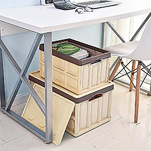 Lidded Storage Bins 2 Pack 30L Collapsible Storage Box Crates Plastic Tote Storage Box Container Stackable Folding Utility Crates for Clothes, Toy, Books,Snack, Shoe, and Grocery Storage Bin