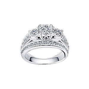 La4ve Diamonds 2.00 Carat Diamond, Channel and Prong Set 10K White Gold 3-Stone Miracle Diamond Wedding Ring (I-J, I2-I3) Real Diamond Rings For Women | Gift Box Included (Size-7)