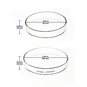 Labasics 10pk Glass Petri Dishes, 100x20 mm Autoclavable Borosilicate Glass Cell Culture Dishes Petri Dishes with Clear Lid for Laboratory