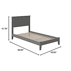 Atlantic Furniture AR8611009 Madison Platform Bed with Open Foot Board, Twin XL, Grey