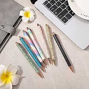 30 Pieces Glitter Metal Retractable Pen Rose Gold Ballpoint Pens Glitter Colorful Ballpoint Pens Click Ball Office Pens Medium Point 1.0 mm Click Pen Black Ink Ballpoint Pen for School Office Supply