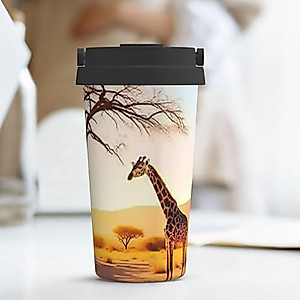 WANGXUEE Africa Giraffe Majestic Tree Print 500ml Stainless Steel Travel Tumbler Double Wall Vacuum Insulated Coffee Mug